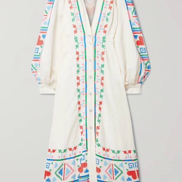 FARM Rio | Dresses | Farm Rio Graphic Embroidered Kaftan Maxi Dress ...